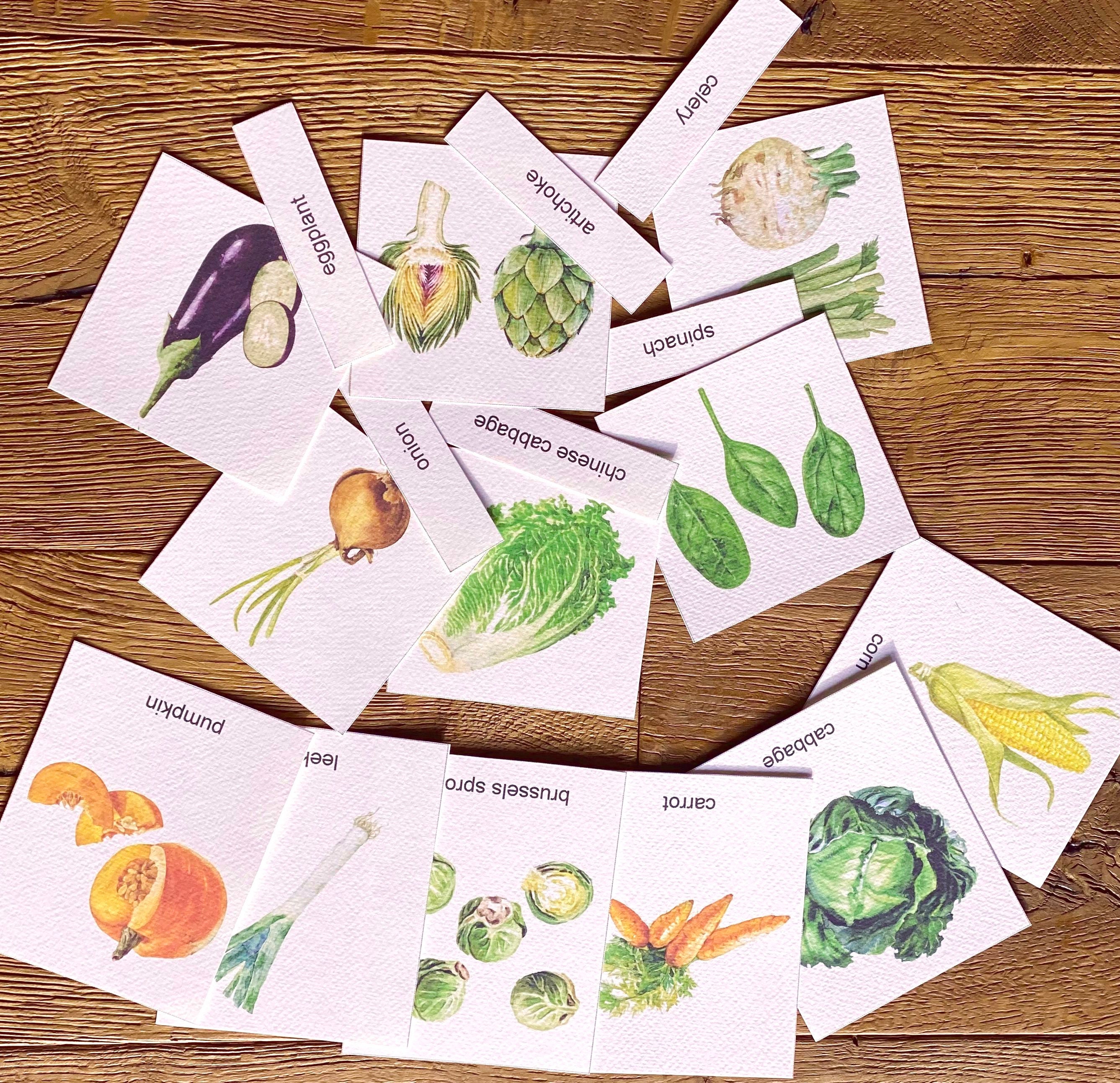 VEGETABLES Three Part Cards Montessori ⁕28 Editable Cards ...
