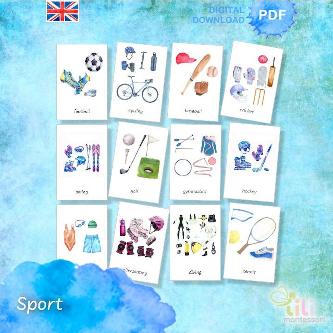 SPORTS Three Part Cards Montessori ⁕ 20 Editable Cards ⁕ Multilingual ...