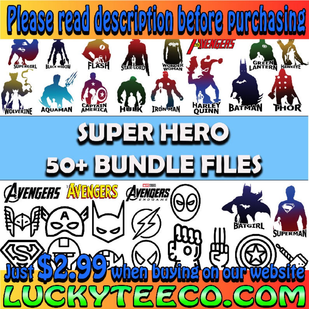 Superhero Mega Bundle Svg, Captain America, Iron Man, Hulk, Thor ...