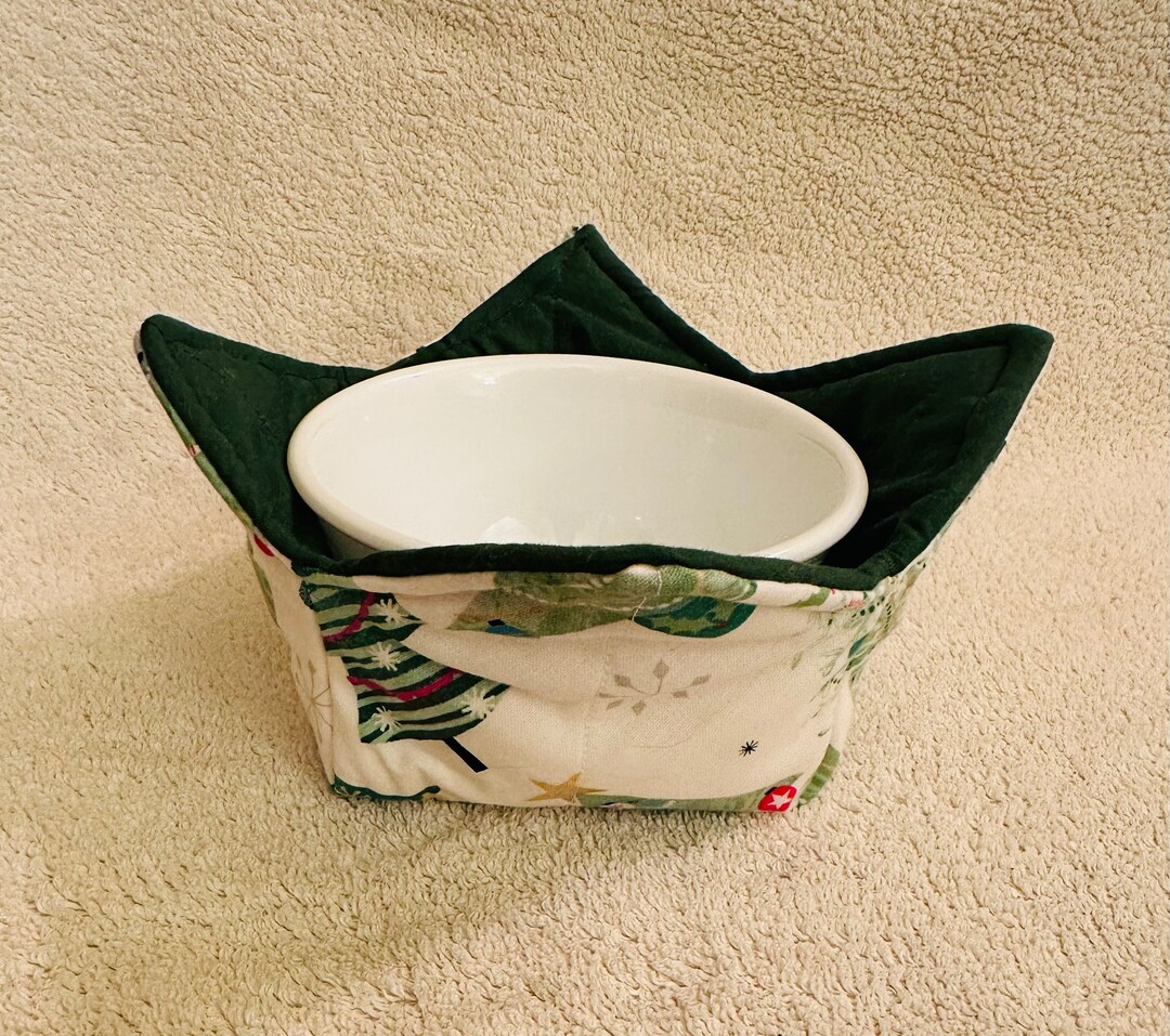 Christmas Tree Bowl Cozy, Holiday Pot Holder, 10-12oz Bowl Holder ...