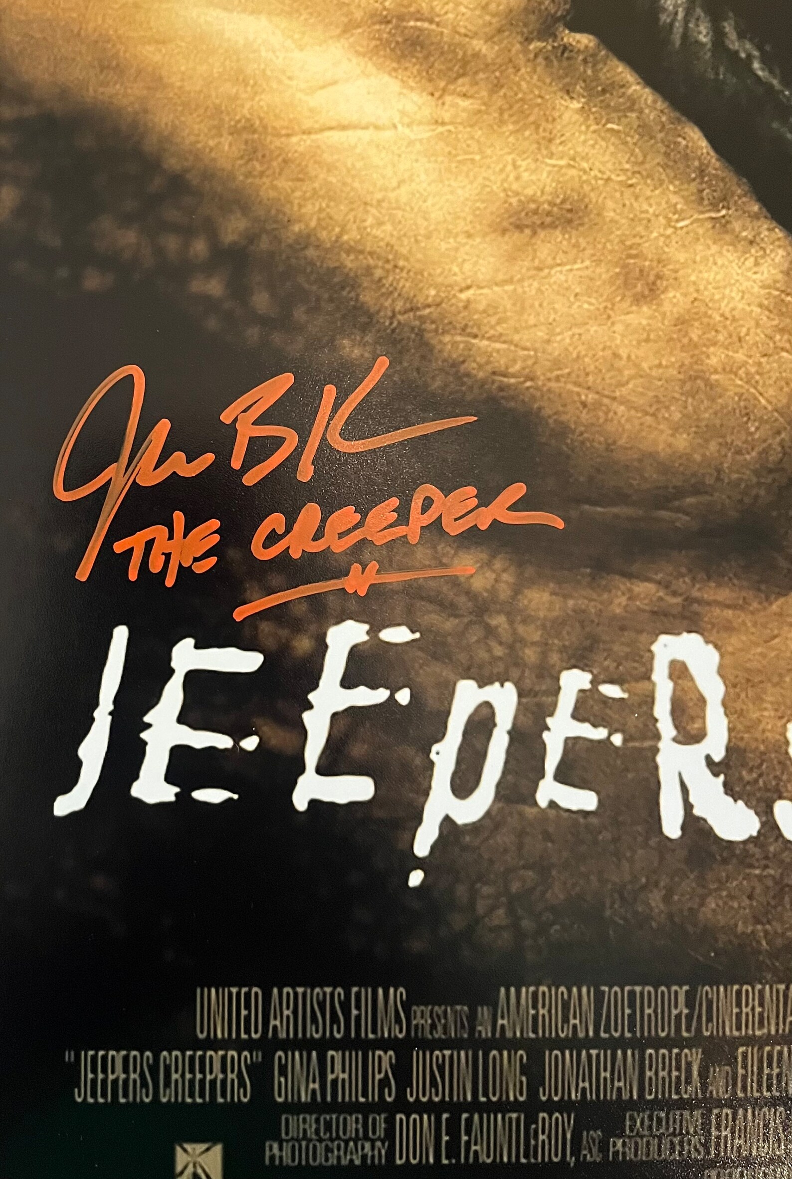 Jonathan Breck Autograph Signed JEEPERS CREEPERS 11x17 Movie Poster ...