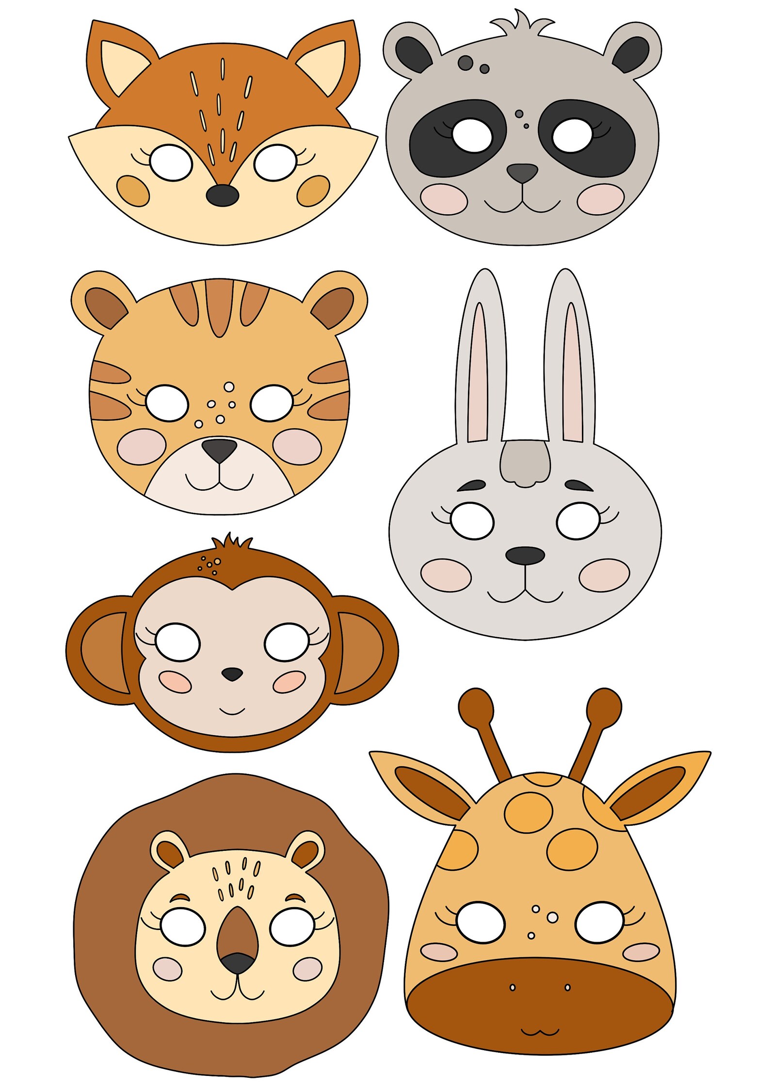 Paper Animal Masks for Kids DIY Home School Craft Instant | Etsy