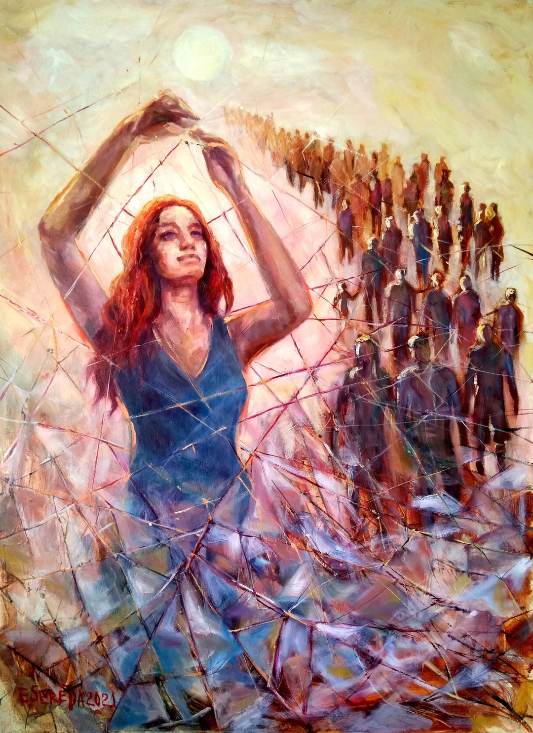 Surreal Painting Threads of Fate Young Girl Symbol of Destiny Weaves ...