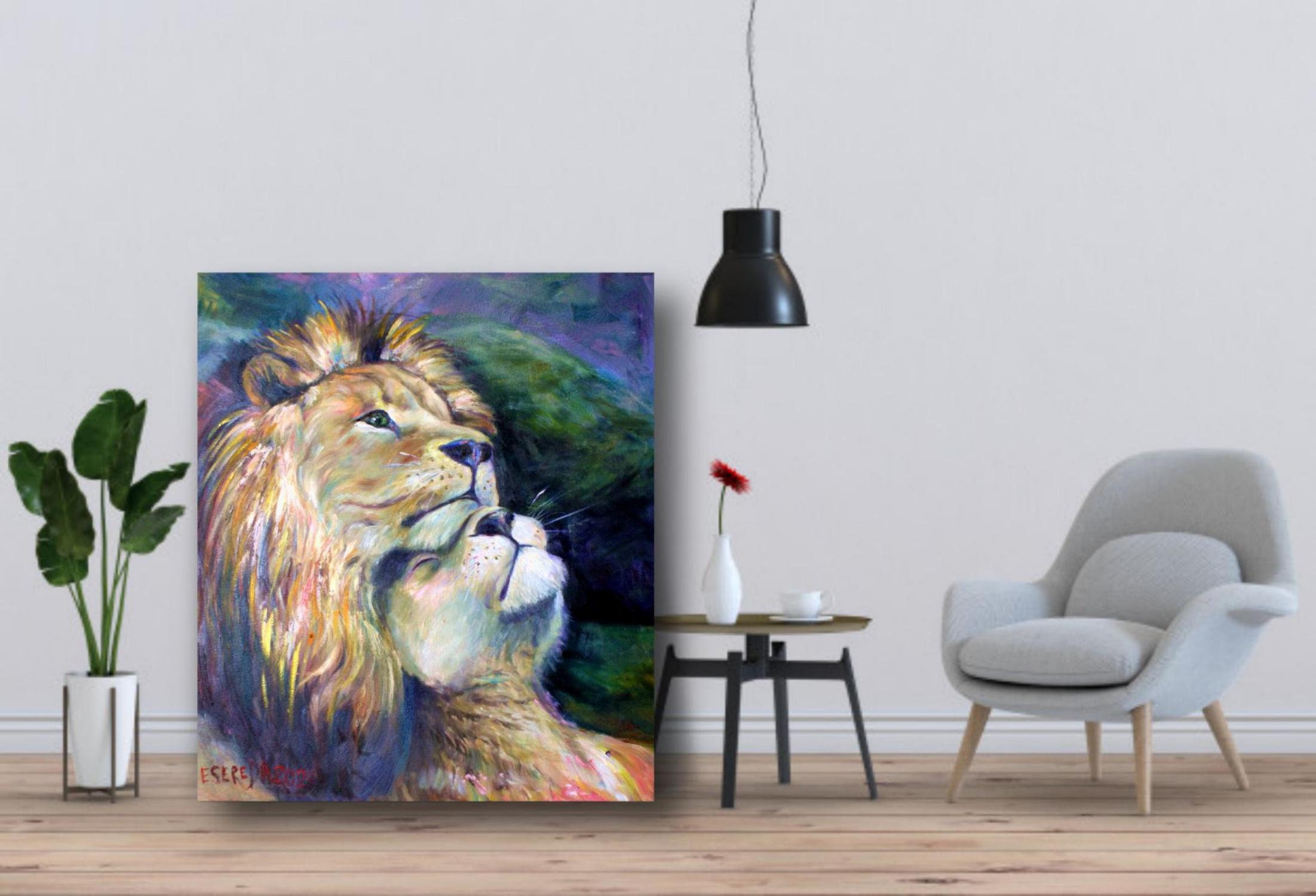 Strong and Gentle Predators, a Pair of Lions in Love. A Pair of Lions ...