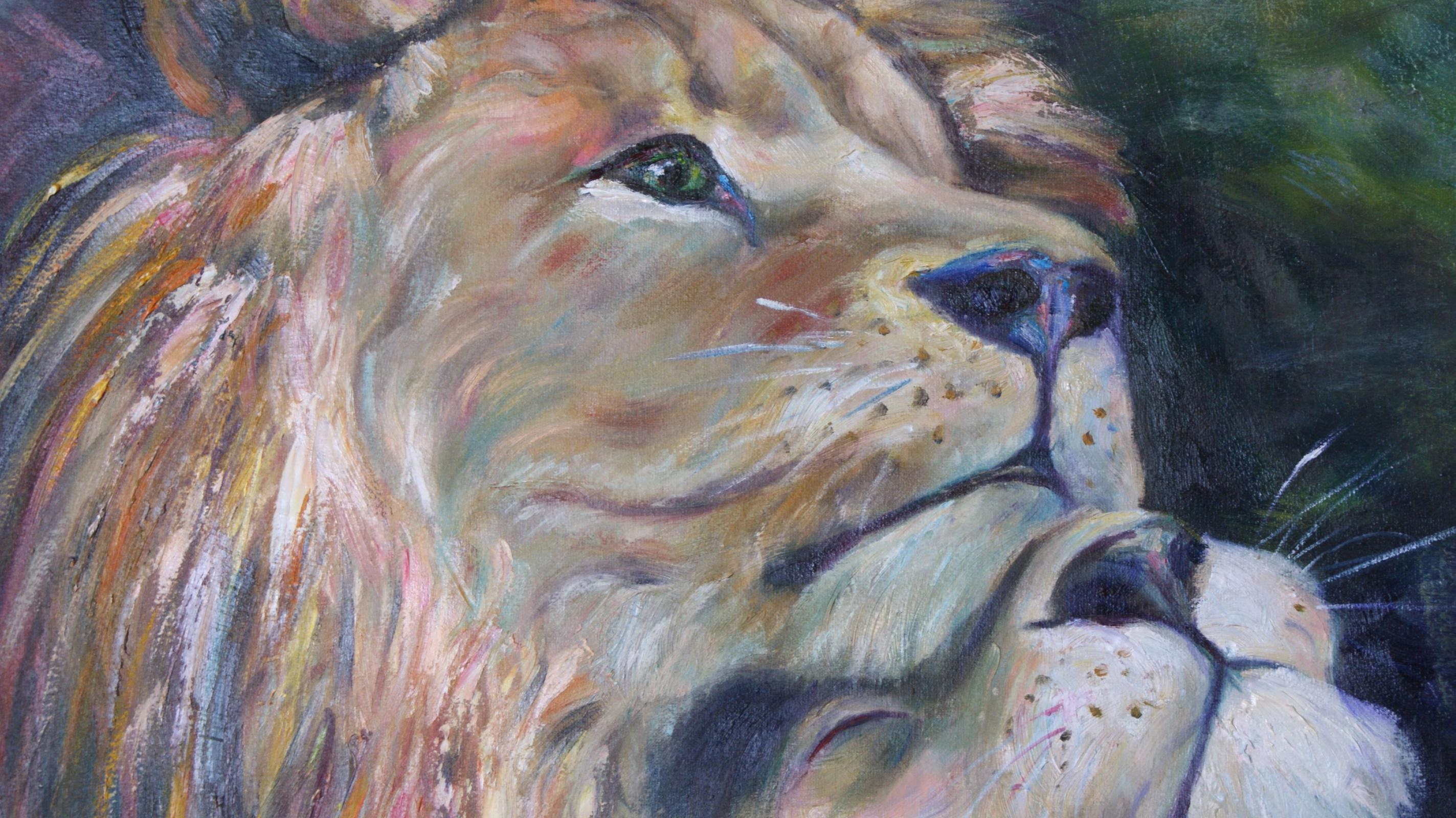 Strong and Gentle Predators, a Pair of Lions in Love. A Pair of Lions ...