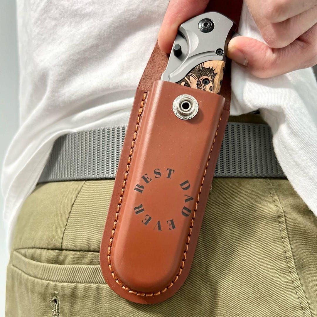 Engraved Leather Knife Case Knife Sheath Custom Pocket Knife Leather ...