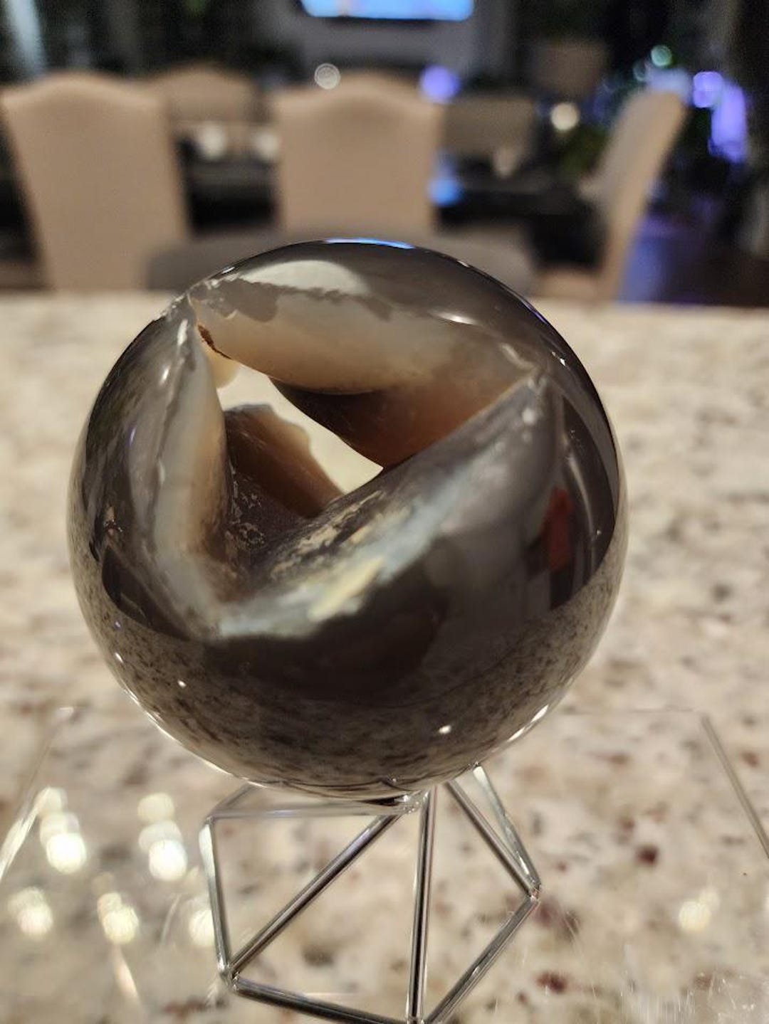 Stunning VOLCANO AGATE Sphere With Large Druzy Mouth/ UV Reactive ...