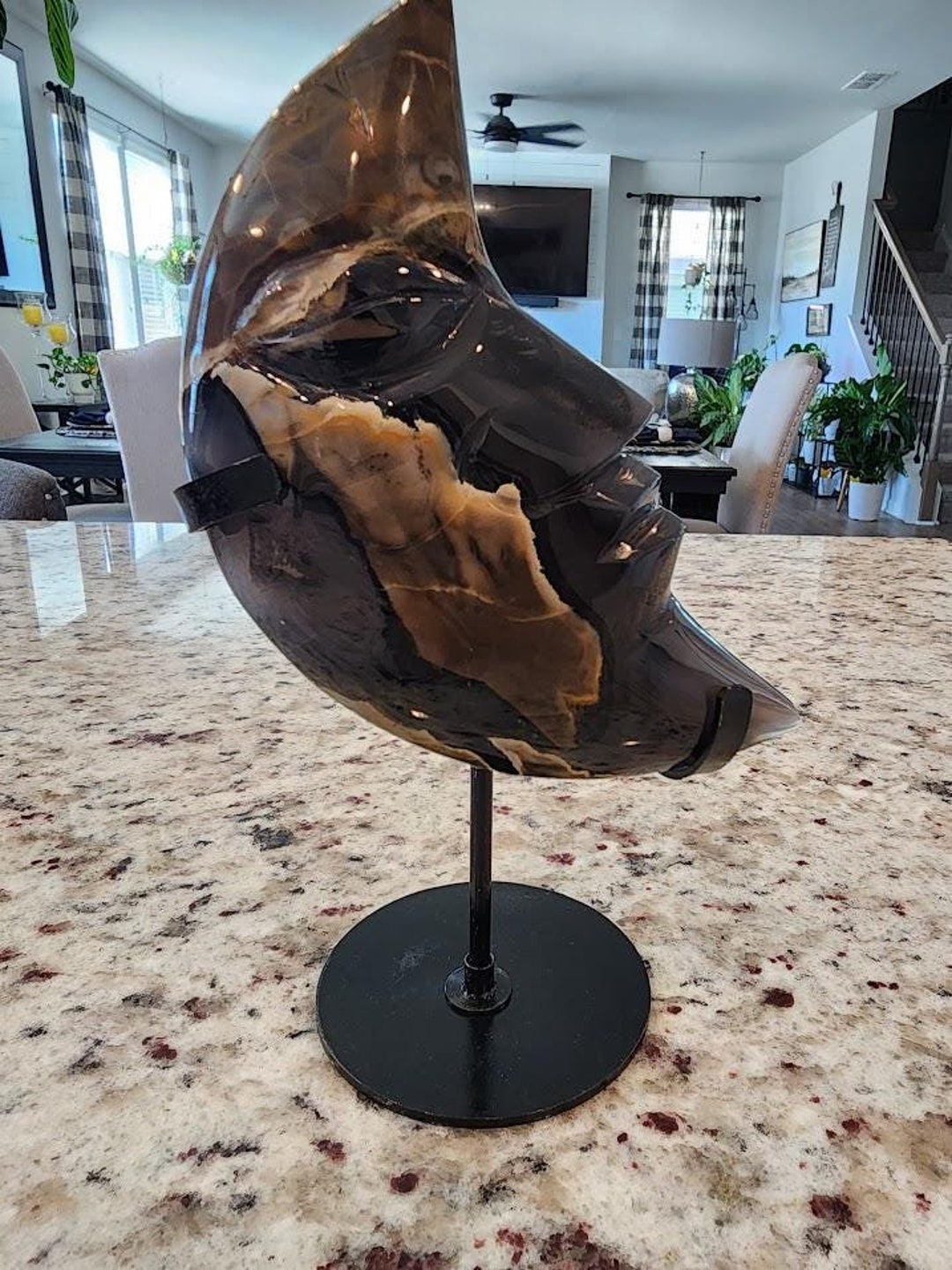 Rare Large VOLCANO AGATE Moon Carving / Uv Reactive / Moon Carving ...