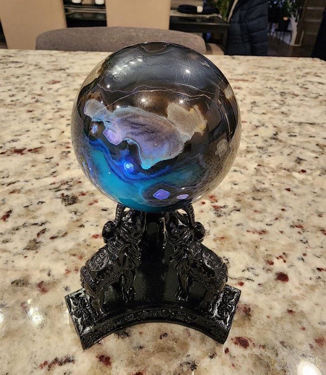 Rare Large VOLCANO AGATE Sphere With Duo Green and Pink UV Reaction ...