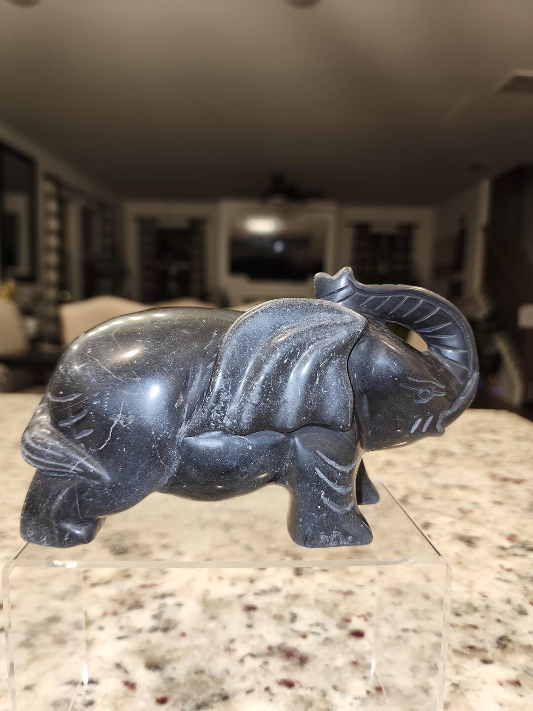 Large Black Obsidian Elephant (almost 2 1/2 Pounds)/ Crystal Elephant ...