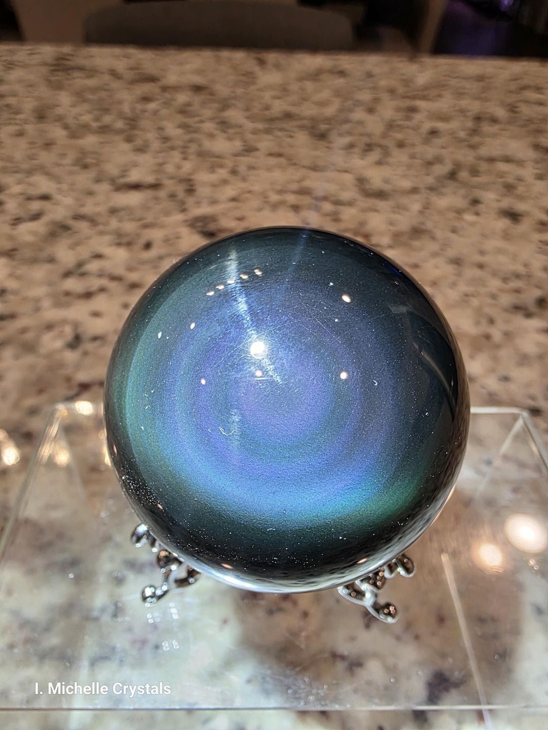 Rainbow Obsidian Sphere (57mm) - Protection Crystal With Stand - Etsy