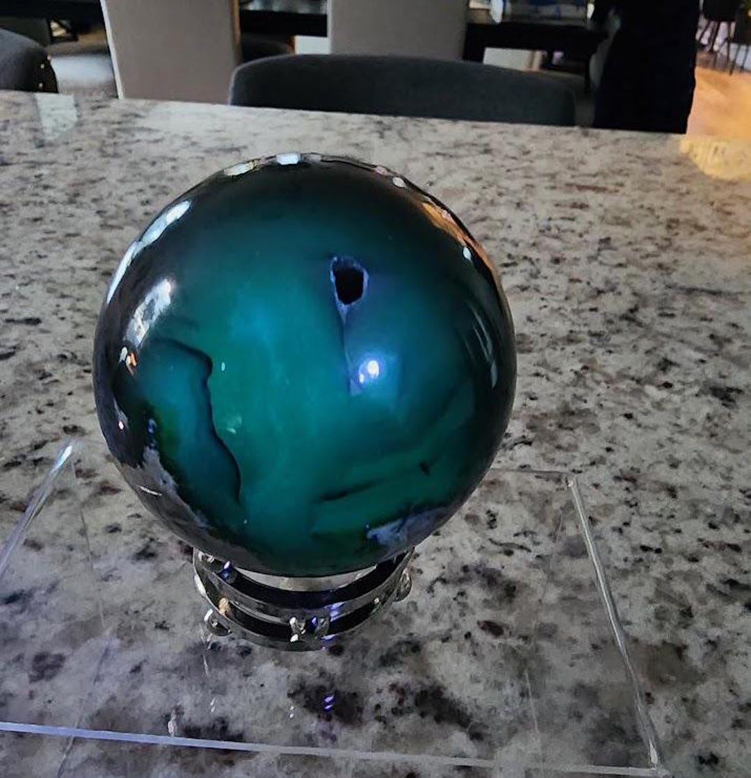 Rare Large VOLCANO AGATE Sphere With Duo Green and Pink UV Reaction ...