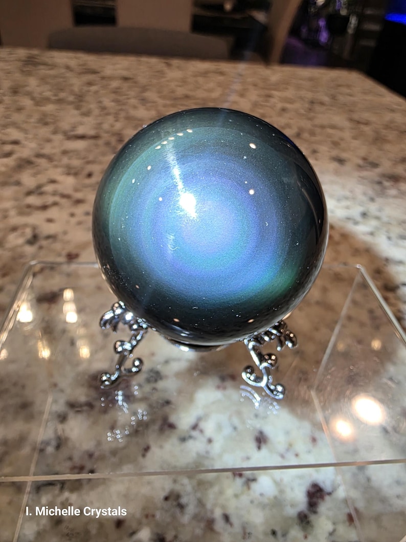 Rainbow Obsidian Sphere (57mm) - Protection Crystal With Stand - Etsy