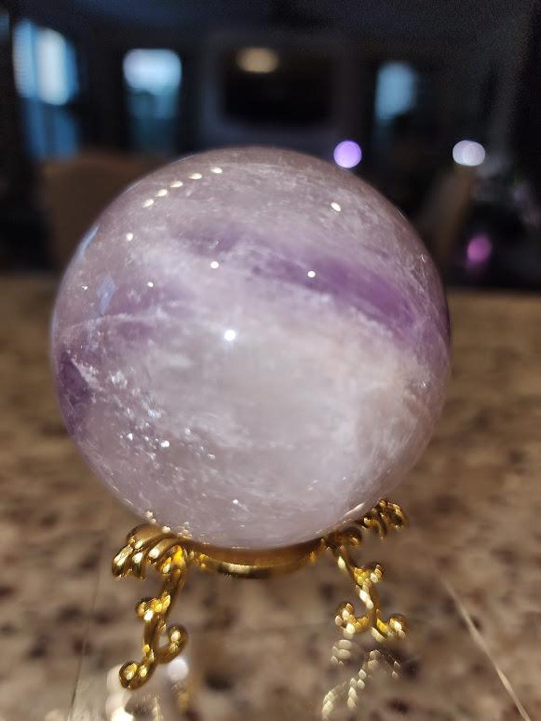 PURPLE AMYTHEST in Clear Quartz Sphere/ Crystals / Chakra Stones ...