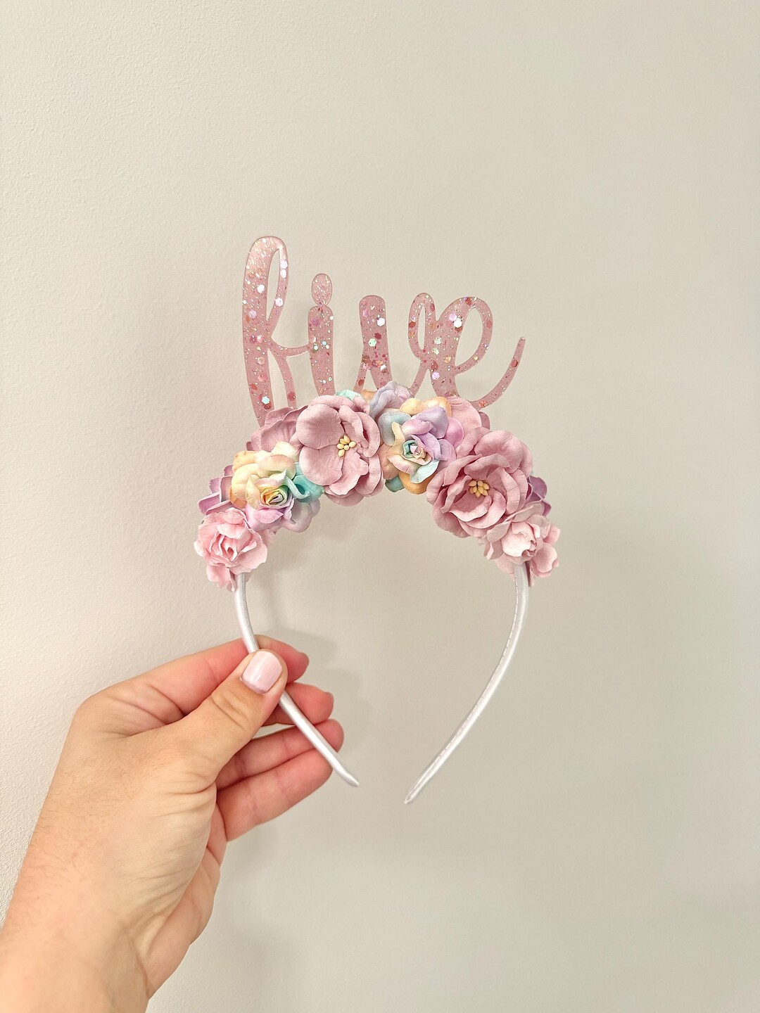 CUSTOM BIRTHDAY HEADBAND, Cake Smash Headband, Flower Birthday Headband ...