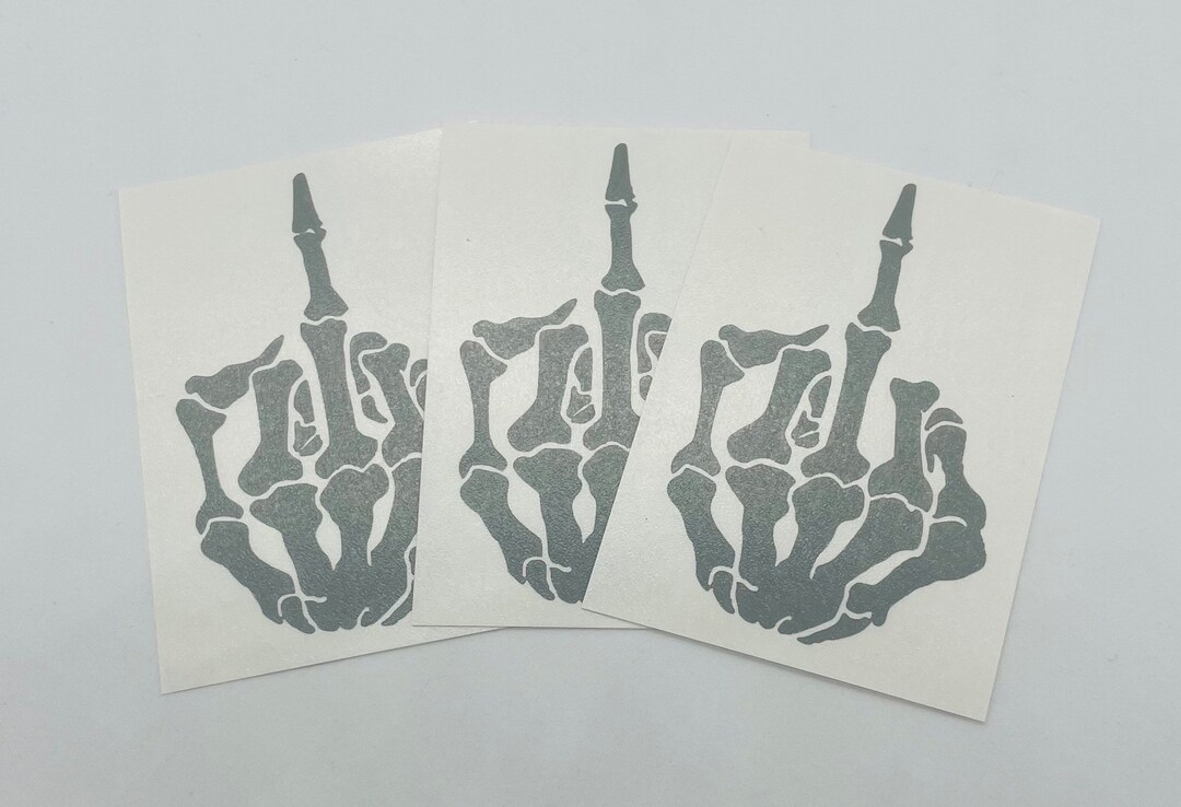 Middle Finger Skeleton Vinyl Decal Stickers Car Window Mirror Bumper ...