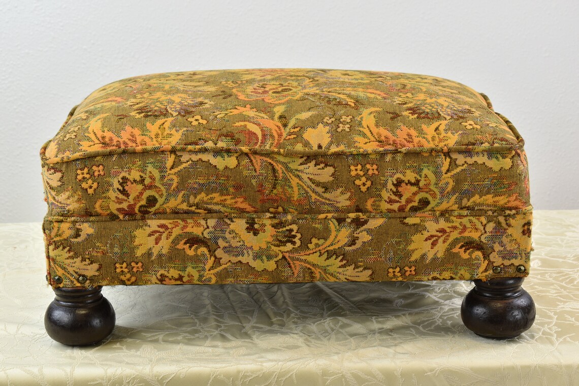 Vintage French Country Style Ottoman Footstool Bun Feet - Etsy