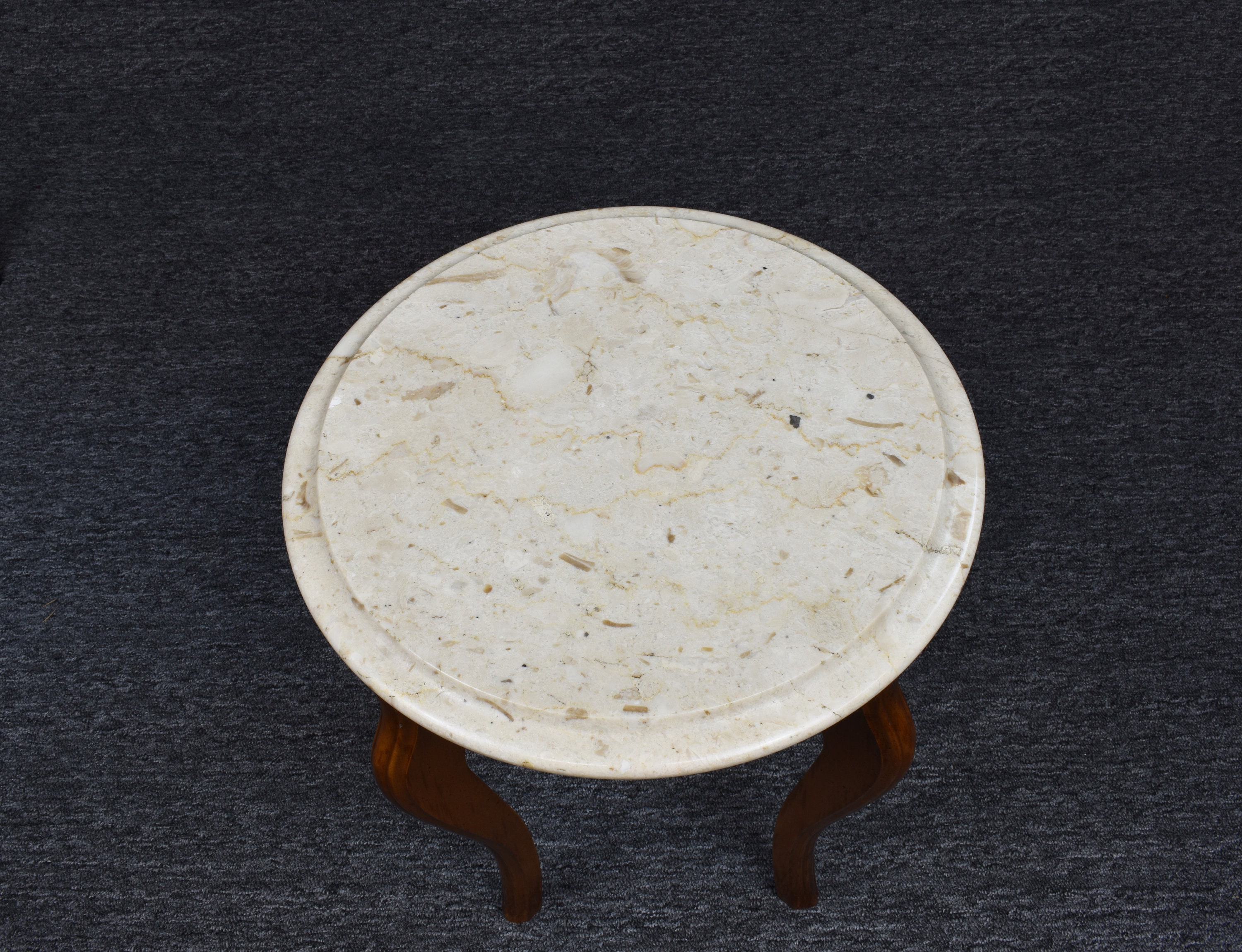 Queen Anne Style Marble Two Side Tables Brass Trim Carved Details - Etsy