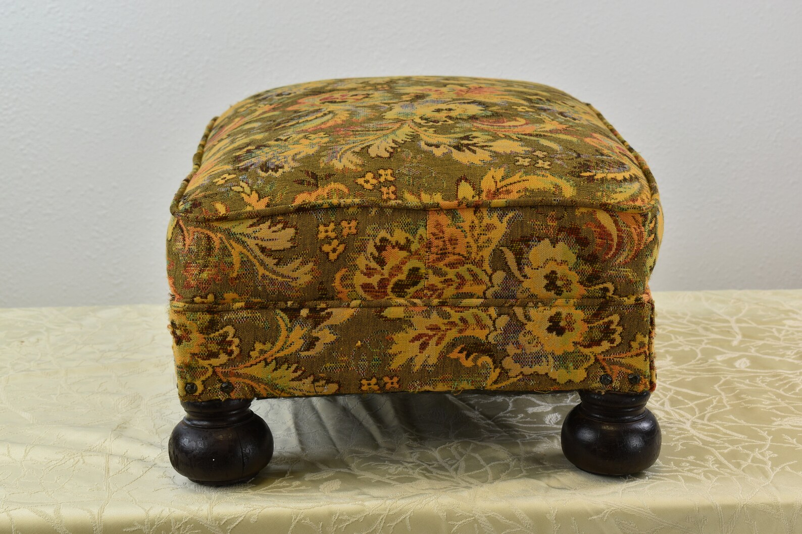 Vintage French Country Style Ottoman Footstool Bun Feet - Etsy