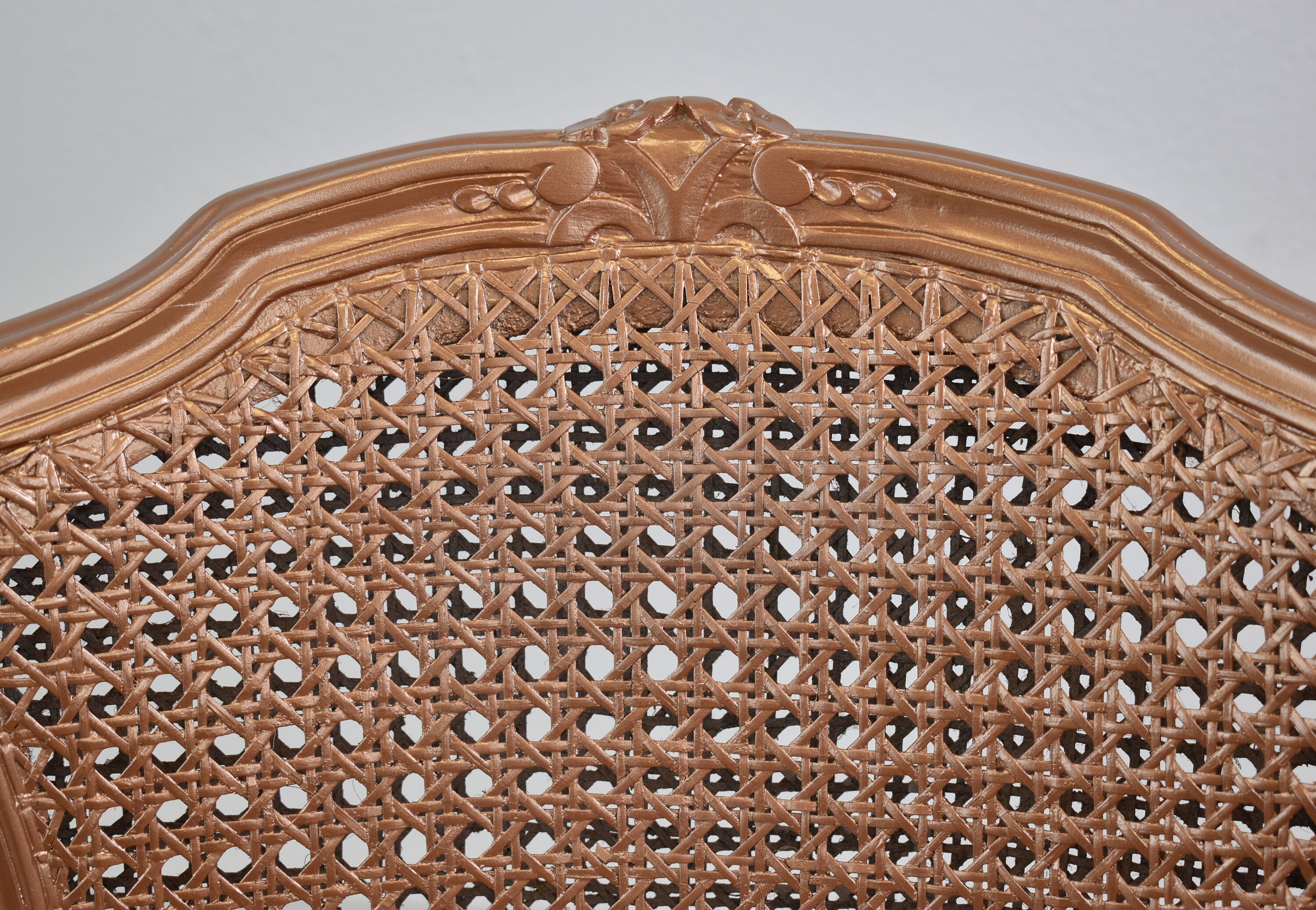 French Country Style Double Cane Back Accent Side Chair Carved Details ...