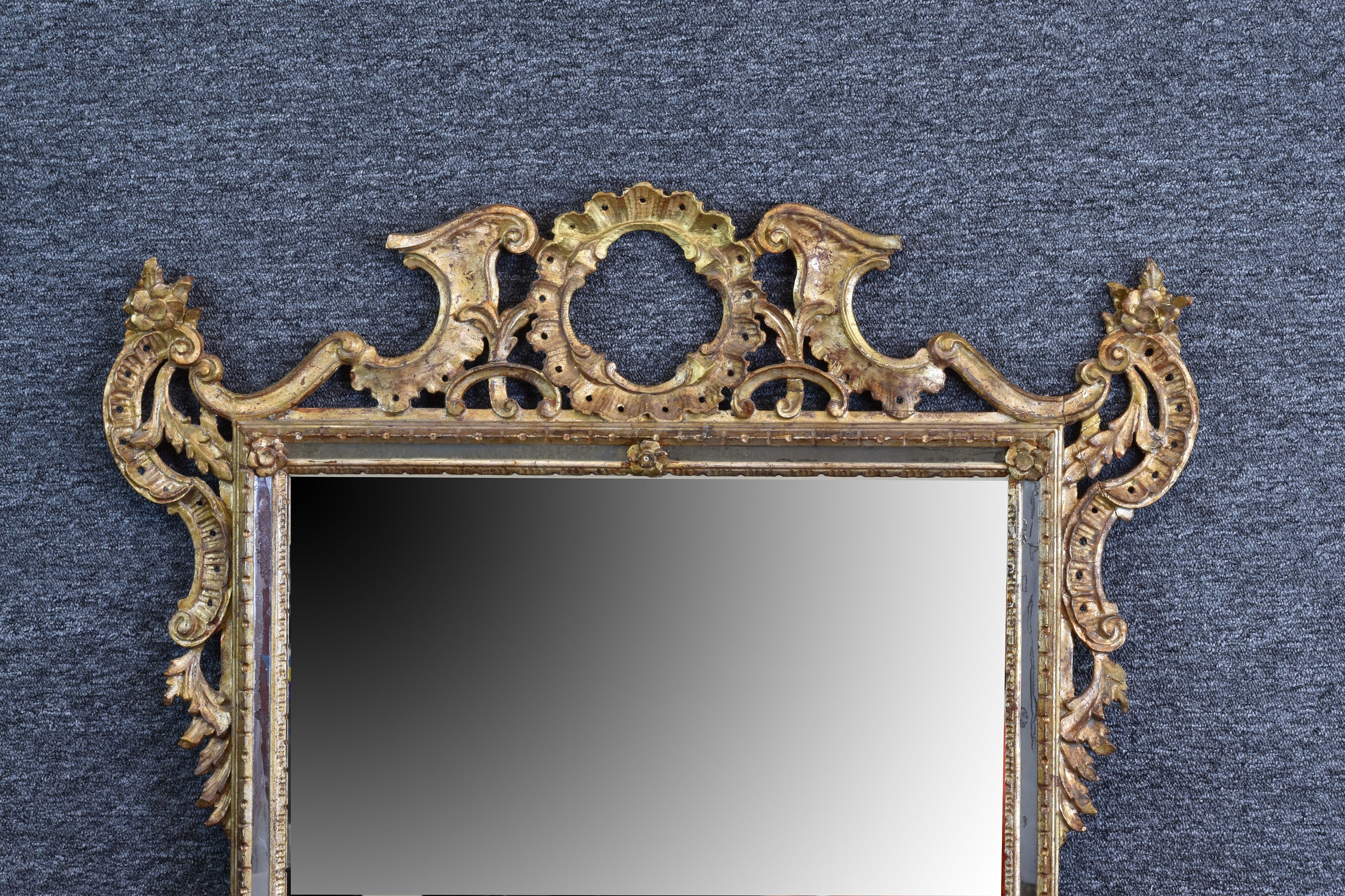 Antique Italian Rococo Baroque Style Gilt Wood Beveled Mirror Ornately ...
