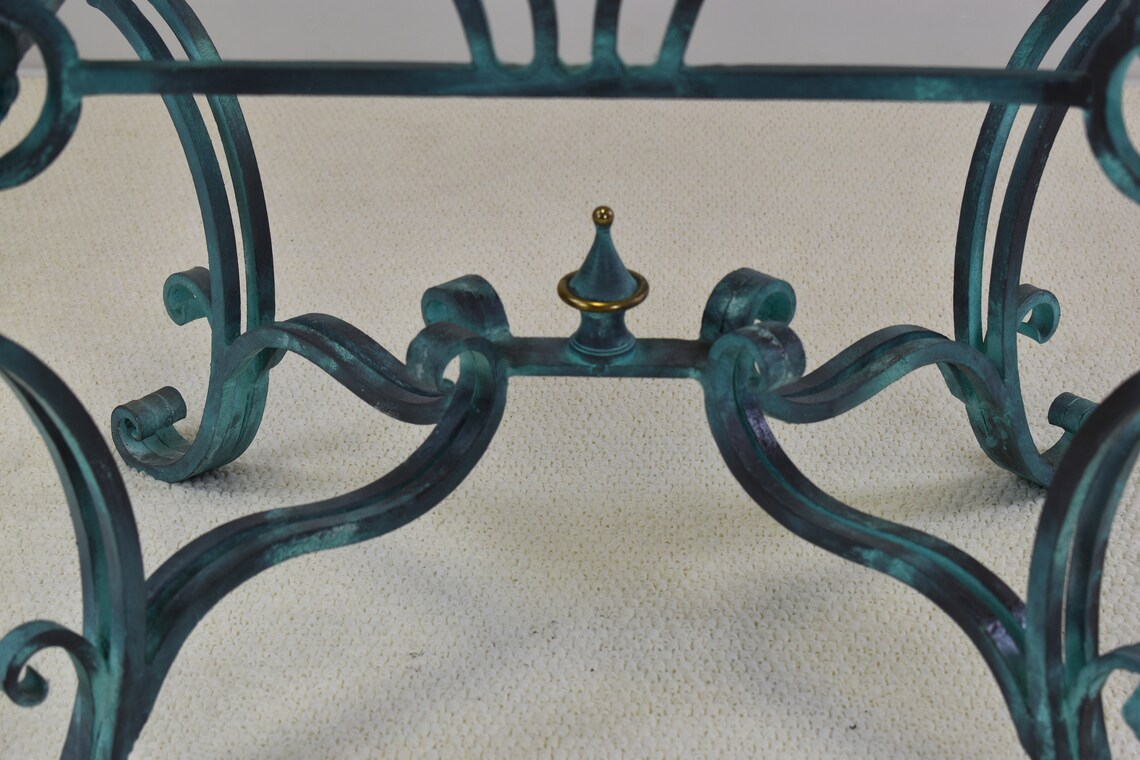 French Country Villa Style Wrought Iron Patina Side Table With - Etsy