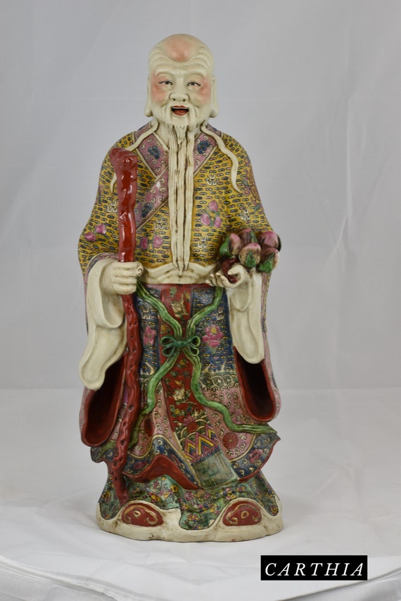 Vintage Chinese Qing Style Porcelain Statue of Wise Man | Etsy