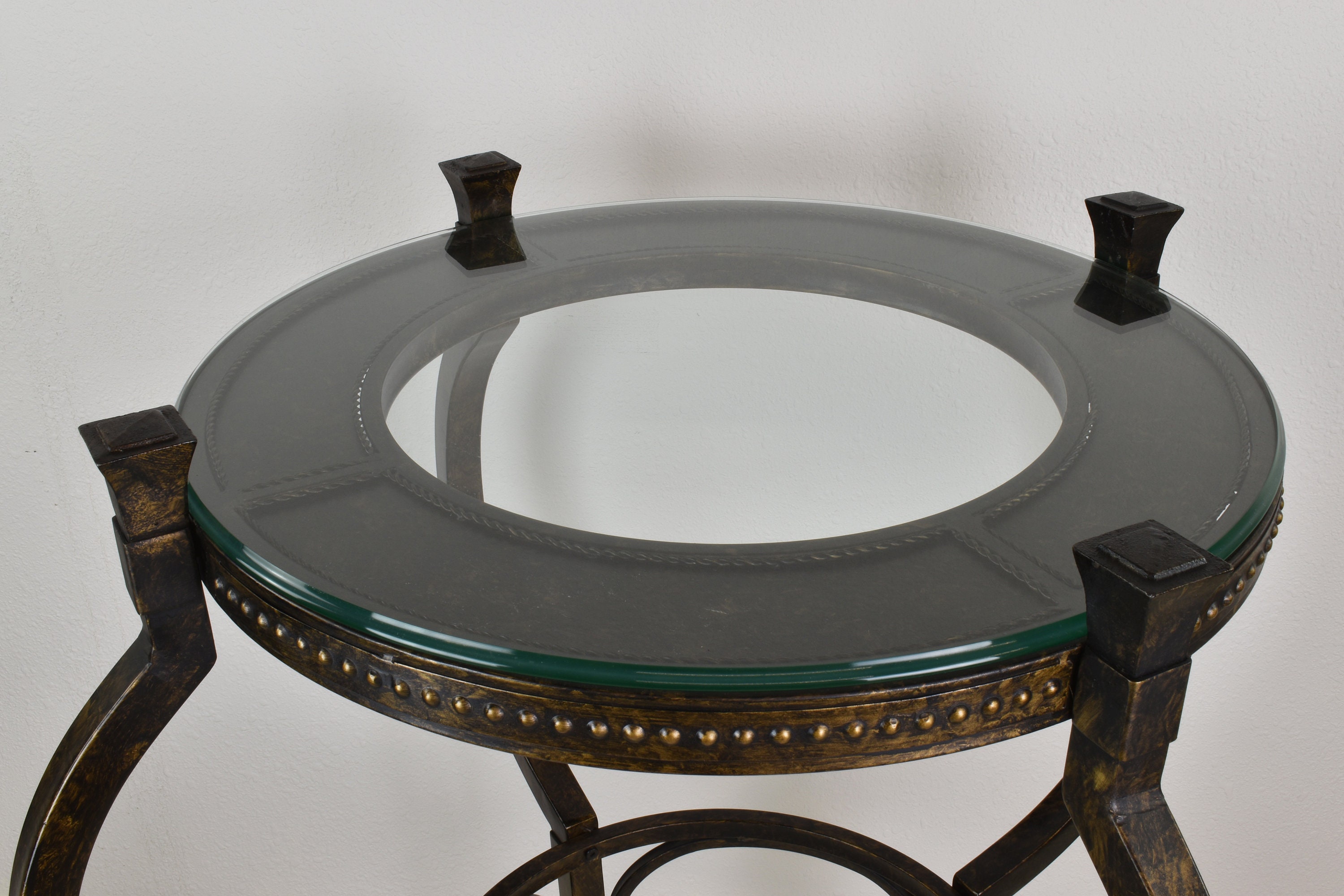 Tall Foyer Entryway Table 24' Round Metal and Glass Top - Etsy