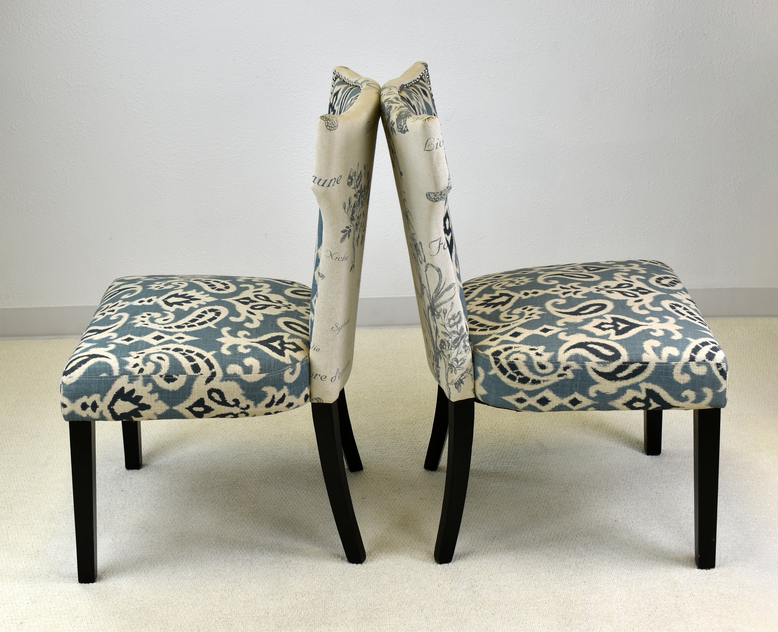 French Country Style Blue Paisley Accent Chair (set 2) - Etsy