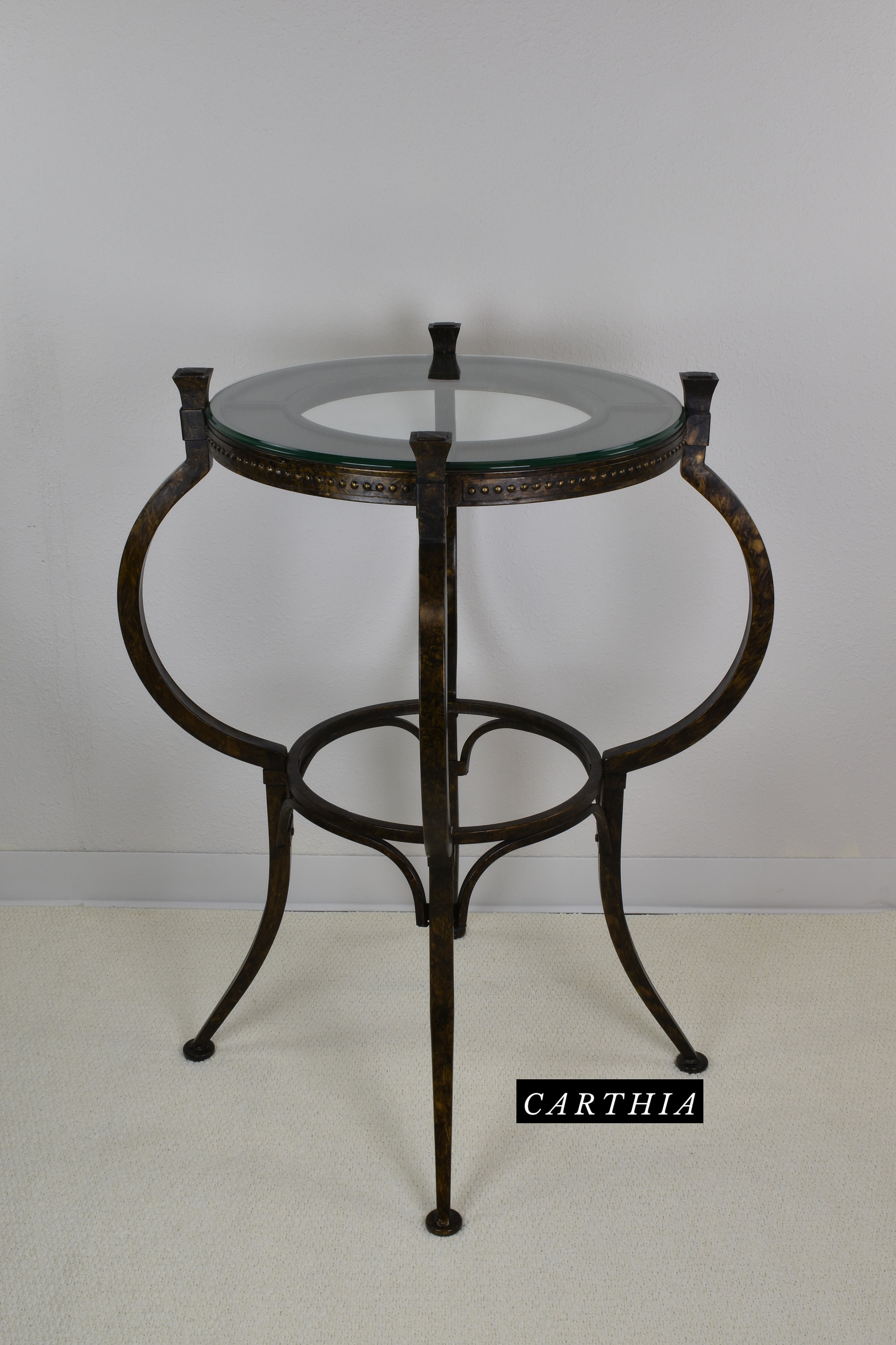Tall Foyer Entryway Table 24' Round Metal and Glass Top - Etsy