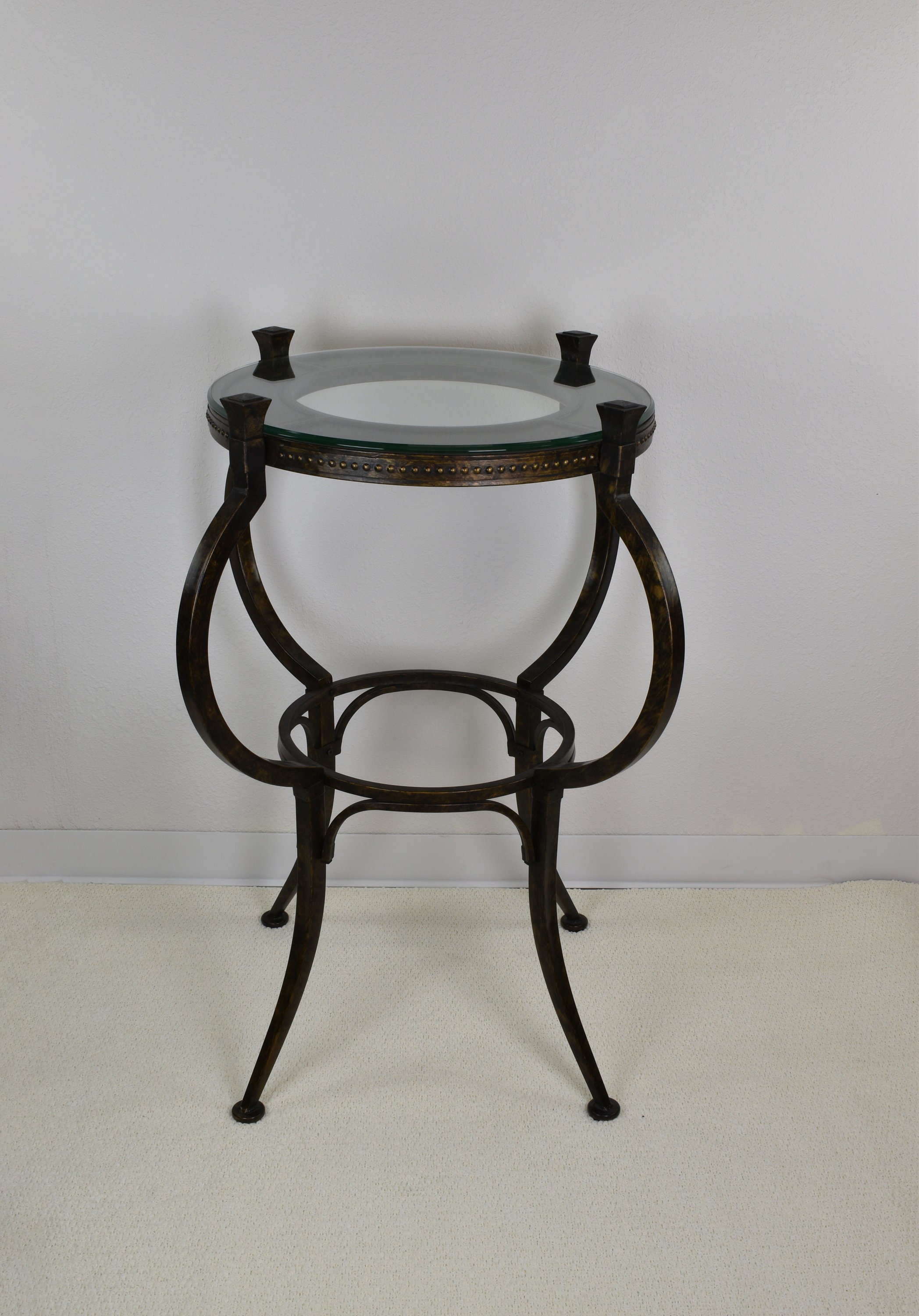 Tall Foyer Entryway Table 24' Round Metal and Glass Top - Etsy