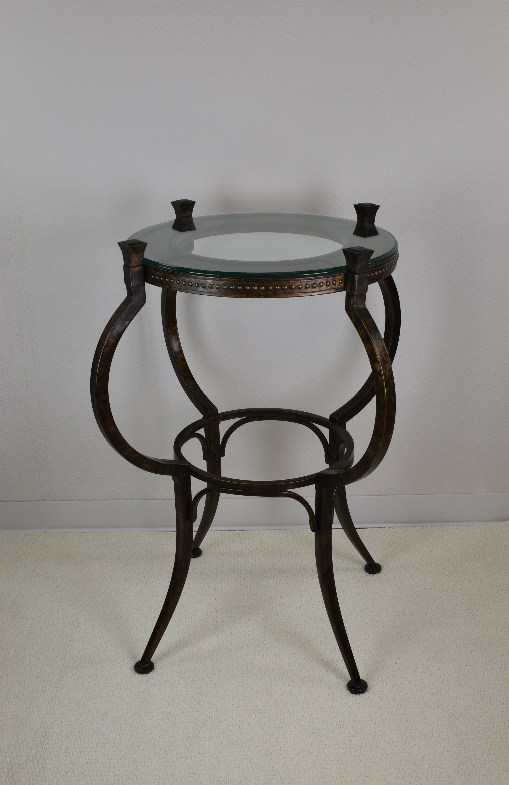 Tall Foyer Entryway Table 24' Round Metal and Glass Top - Etsy