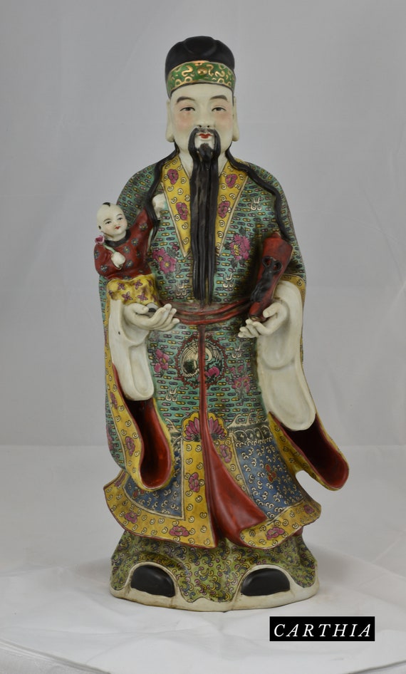 Vintage Chinese Qing Style Porcelain Statue of Wise Man | Etsy