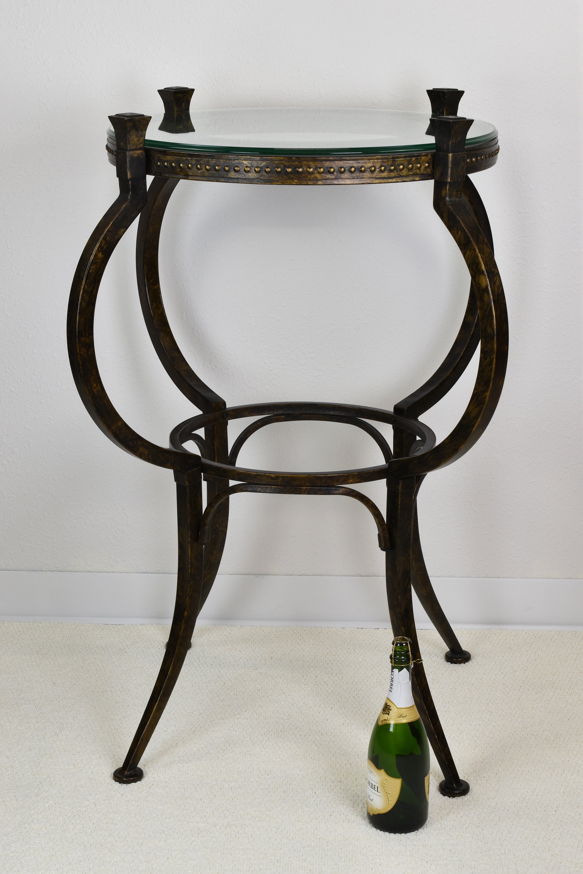 Tall Foyer Entryway Table 24' Round Metal and Glass Top - Etsy