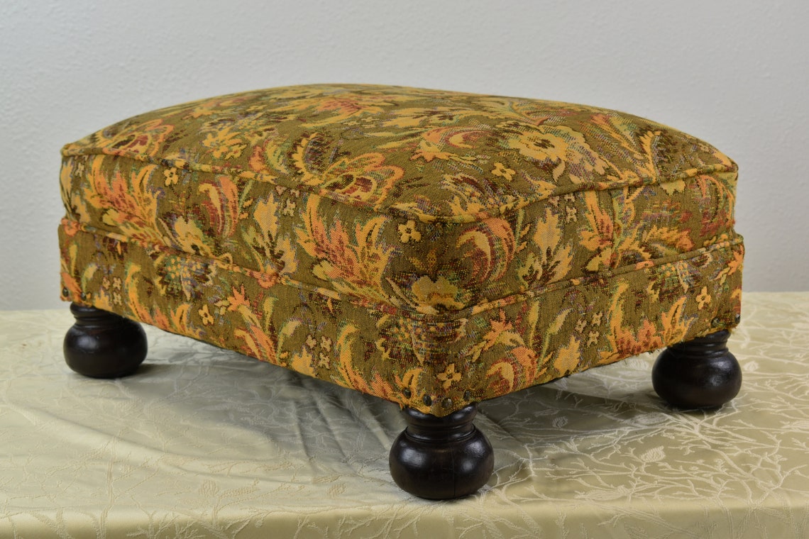 Vintage French Country Style Ottoman Footstool Bun Feet - Etsy