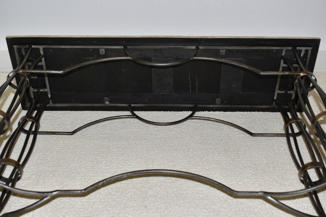 Wrought Iron Console/entry Table Dark Pewter Gold Finish Stone - Etsy