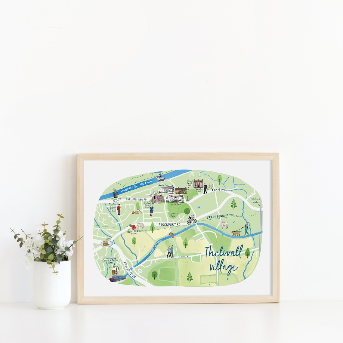 Thelwall Village Map Illustration Art Print Wall Art Home - Etsy UK