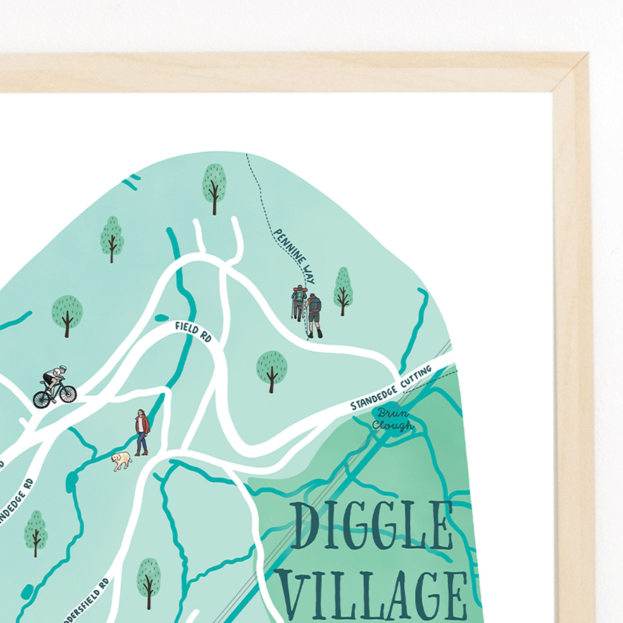 Diggle Village Map Illustration, Saddleworth Gift, A3 Art Print - Etsy UK