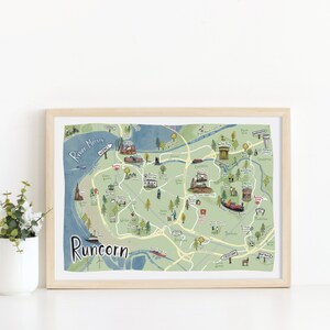 Runcorn Illustrated Map, A3/A4 Art Print, Personalised Map - Etsy UK