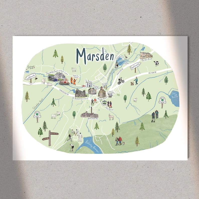 Marsden Illustrated Map A3 Print Map Wall Art - Etsy