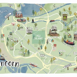 Runcorn Illustrated Map, A3/A4 Art Print, Personalised Map - Etsy UK