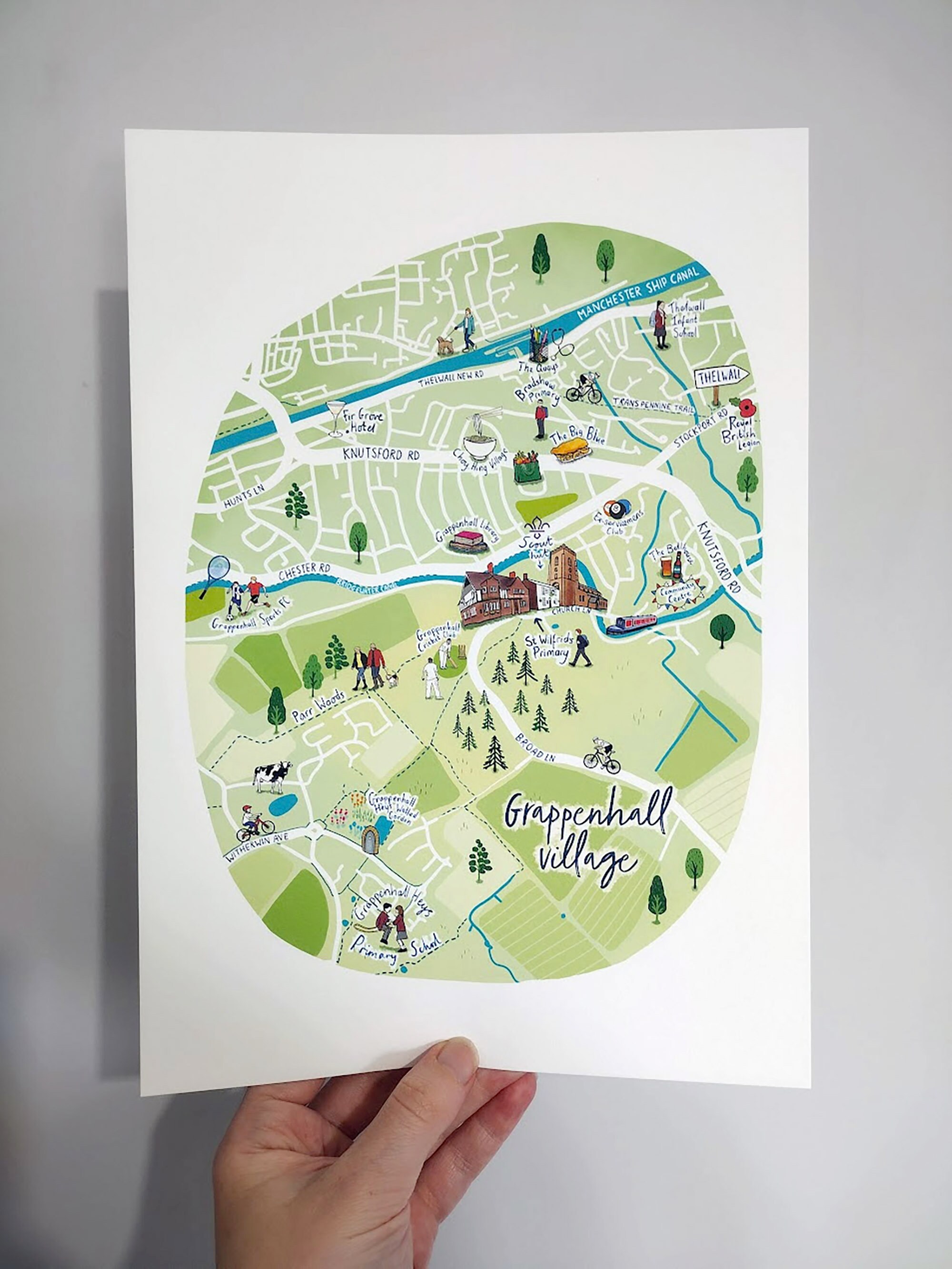 Grappenhall Village Map Art Print, Home Decor - Etsy UK