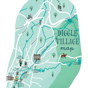 Diggle Village Map Illustration Personalised Map Art Print - Etsy UK