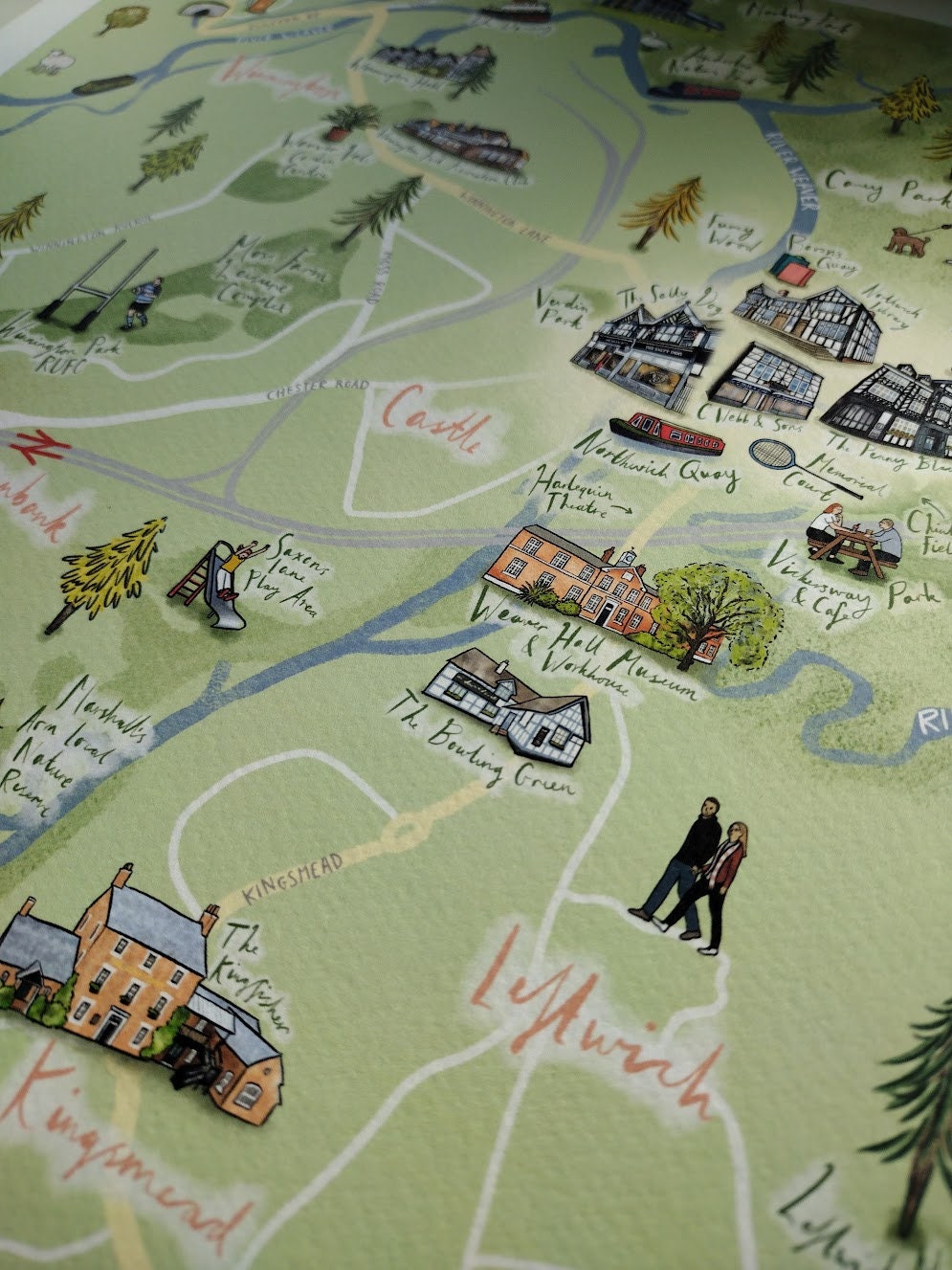 Northwich Illustrated Map A3 / A4 Art Print Personalised - Etsy