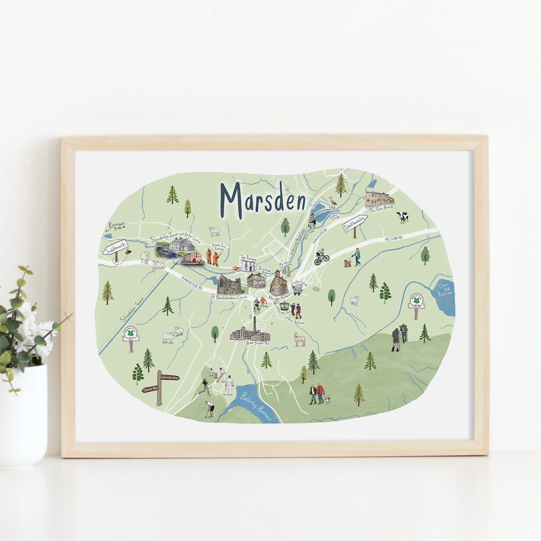 Marsden Illustrated Map, A3 Print, Map Wall Art - Etsy