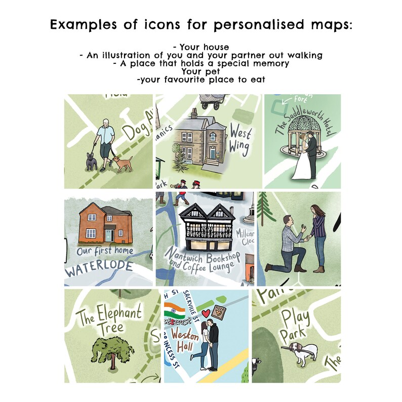 Frodsham Illustrated Map, Square Art Print, Cheshire Village - Etsy UK