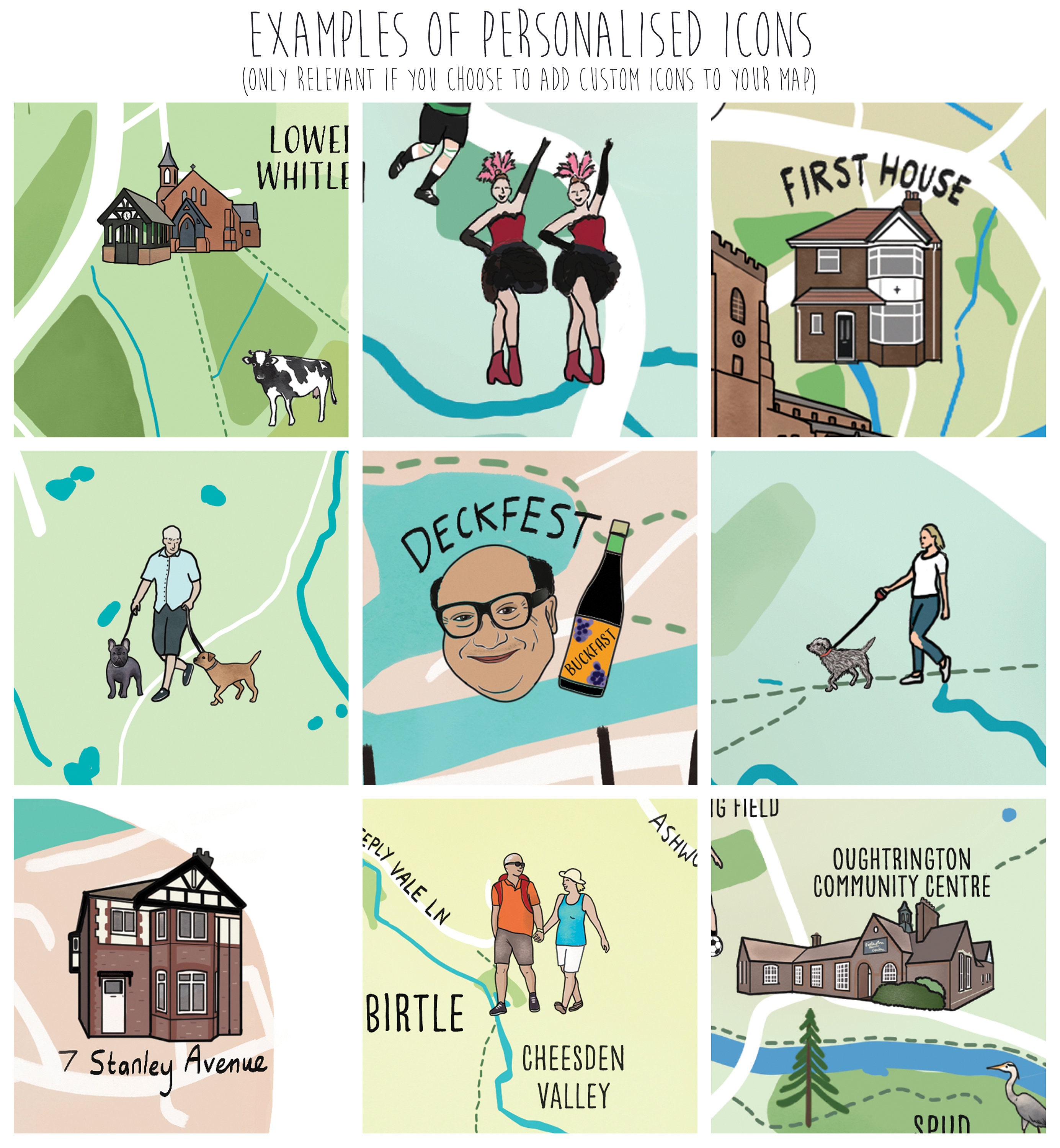 Thelwall Village Map Illustration Art Print Wall Art Home | Etsy UK