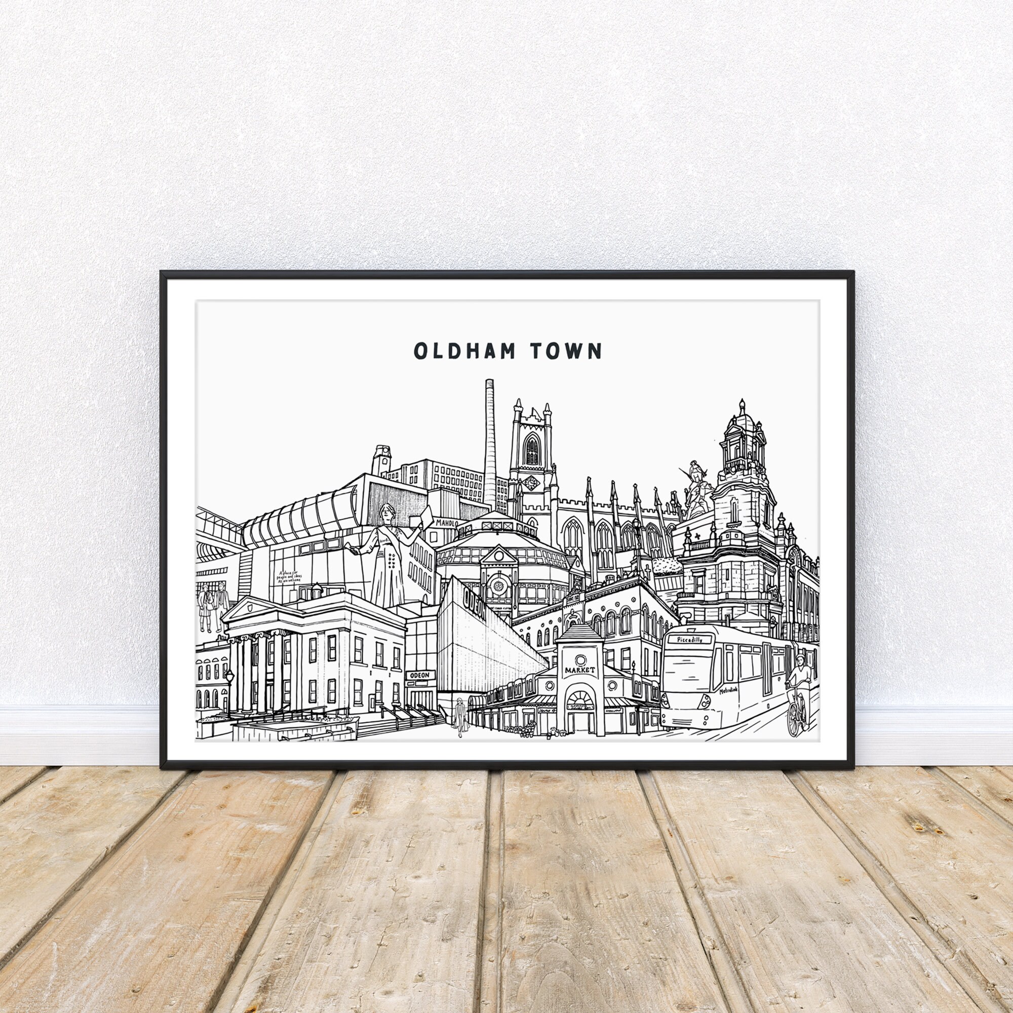 Oldham Town Illustration A4 / A3 Print Unframed - Etsy