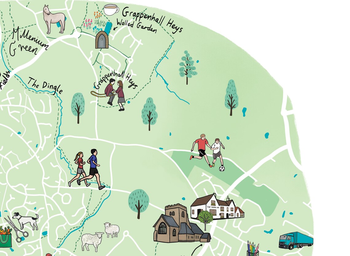 Appleton Area Map Illustration Warrington map Art Print | Etsy