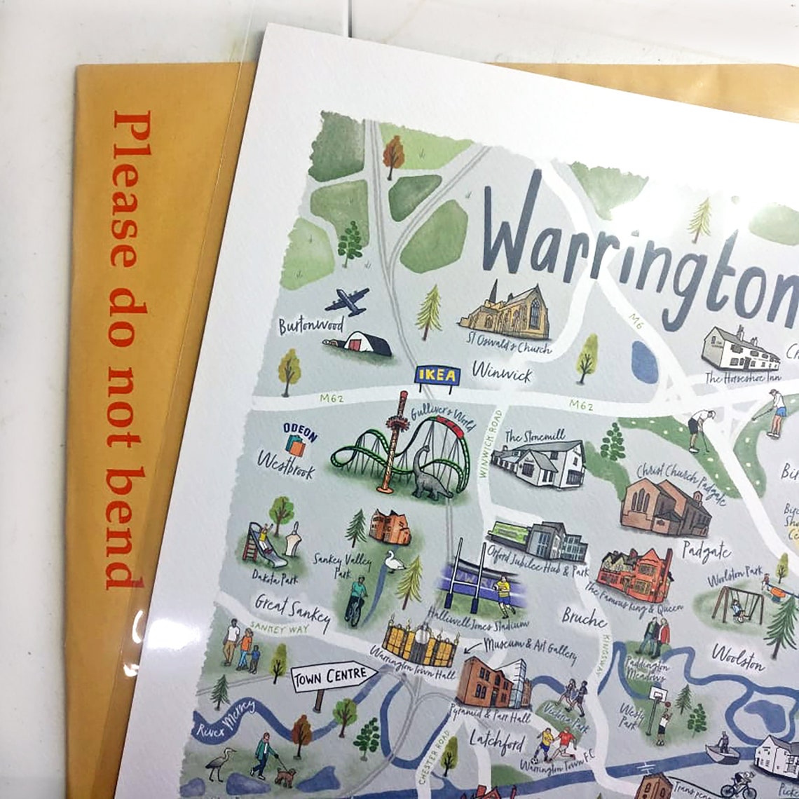 Warrington Illustrated Map, A3 / A4 Art Print, Map Gift - Etsy UK